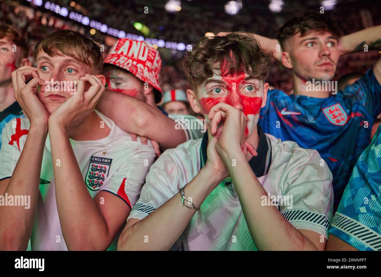 Sad looking England fans watching England vs Spain Euro 2024 Final at ...