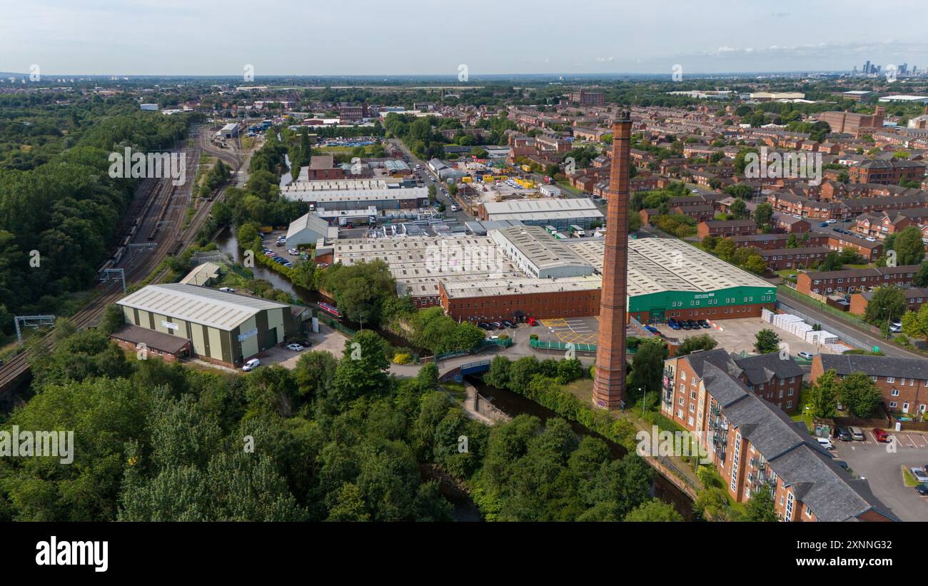 Aerial view Ashton Under Lyne Tameside, Ashton Canal, Junction Mill ...