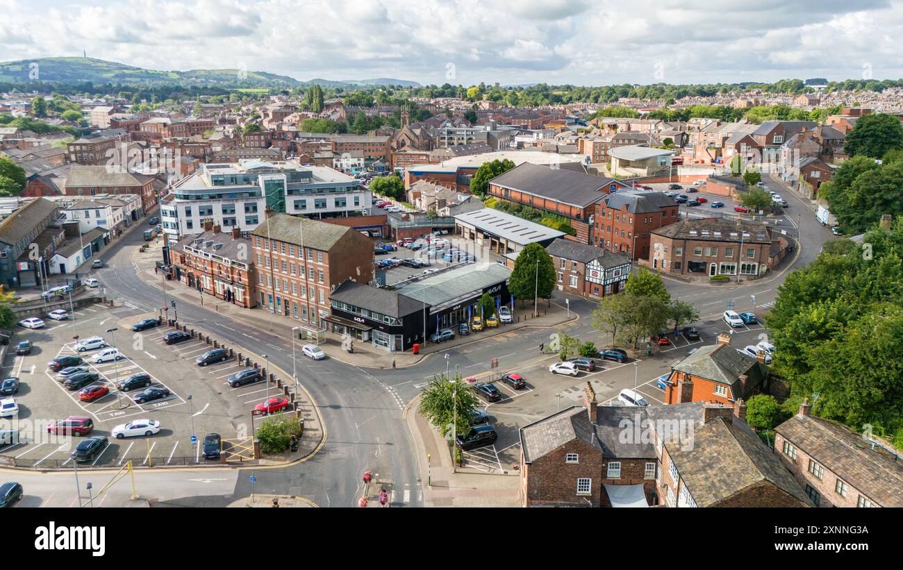 Aerial view Macclesfield town centre Sunderland Street (left Stock ...