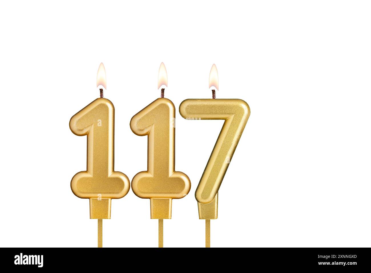 Birthday candle number 117 on white background Stock Photo - Alamy
