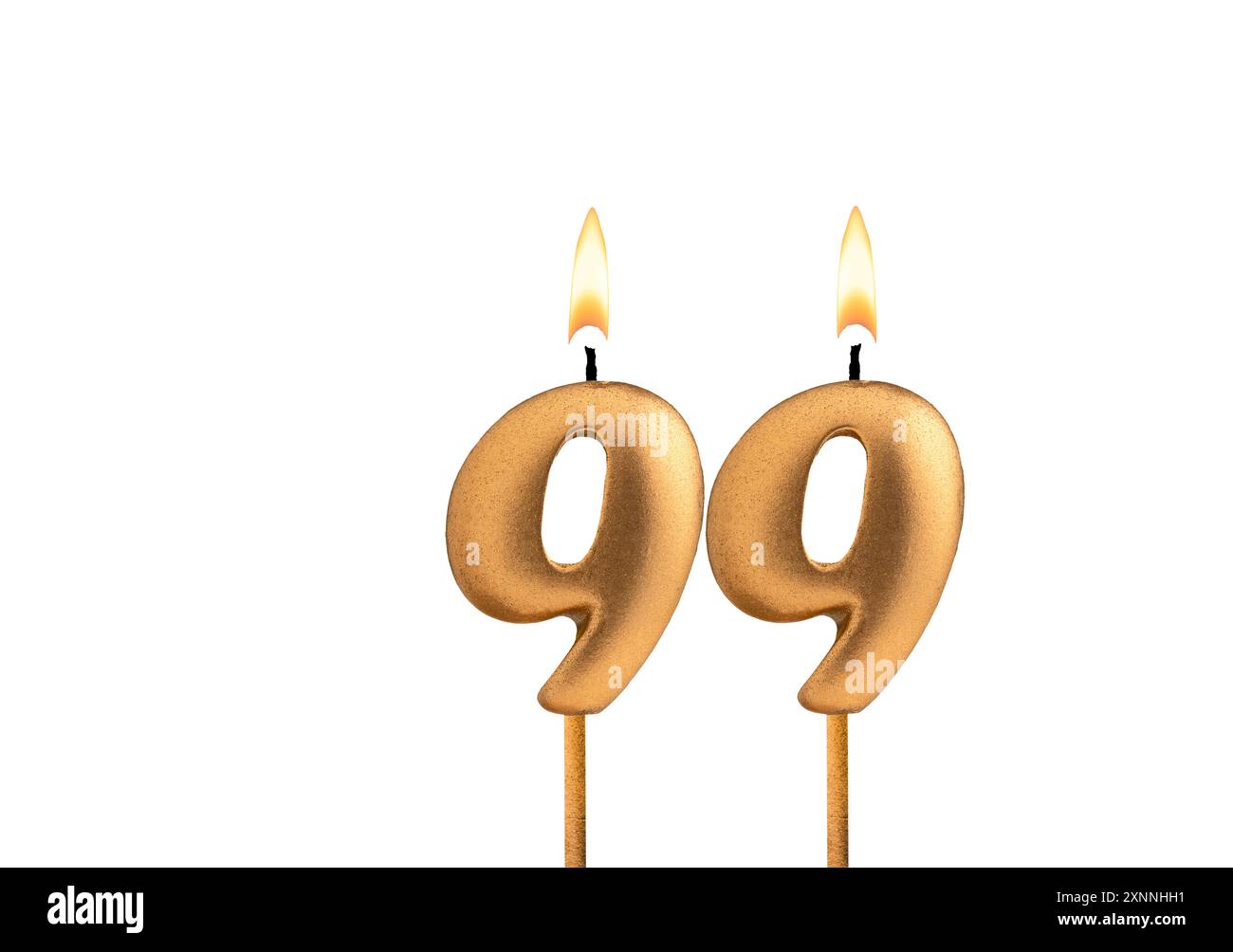 Golden candle number 99 - Birthday on white background Stock Photo - Alamy