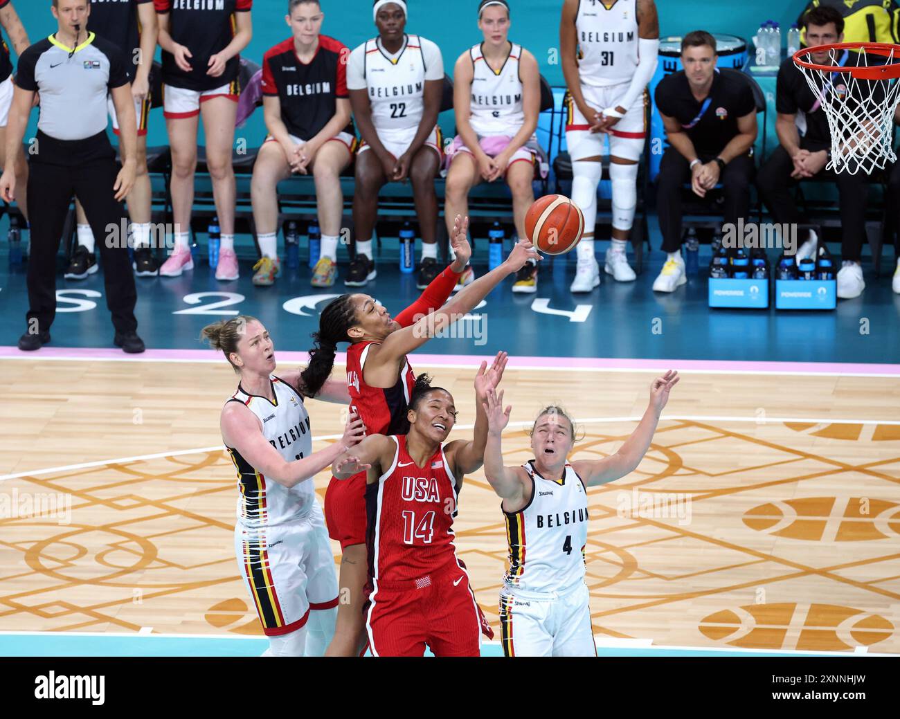 Lille, France. 01st Aug, 2024. Belgium's Emma Meesseman and Belgium's ...