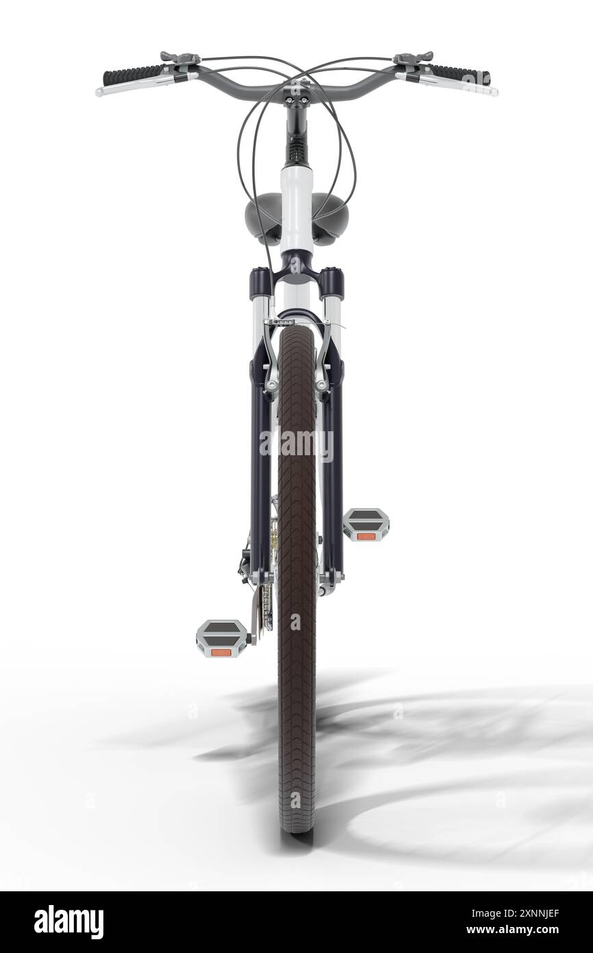 White bicycle, front view with shadow, 3D illustration Stock Photo - Alamy