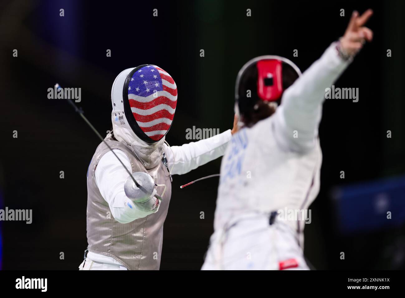 Paris, France, 1 August, 2024. Lee Kiefer of USA and Jessica Guo of ...