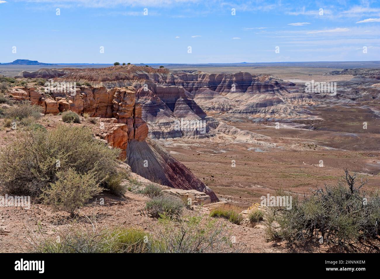 Eroding multi-colored sedimentary mesas define landscape of painted ...