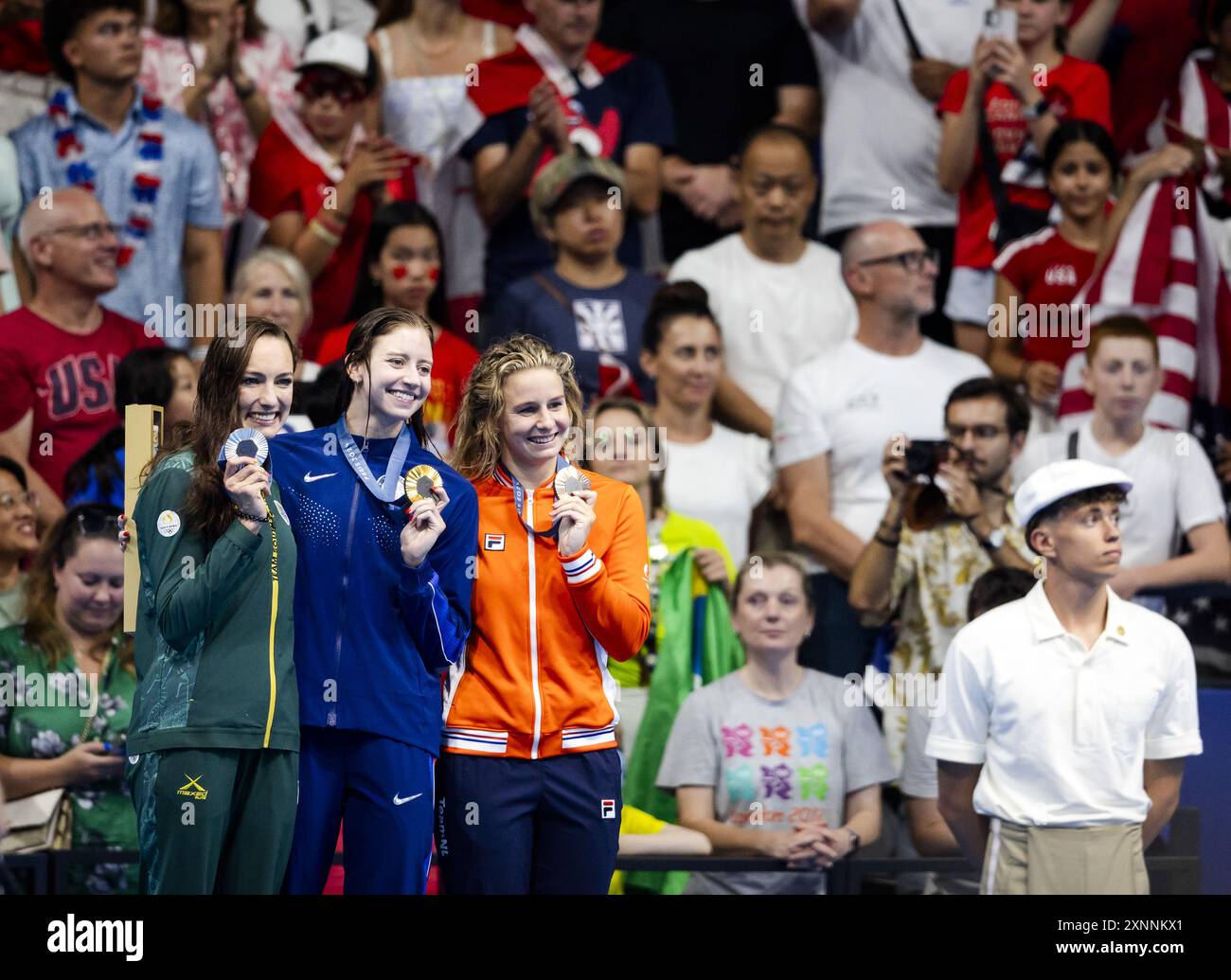 PARIS - Tatjana Smith of South Africa, Kate Douglass of the US and Tes ...
