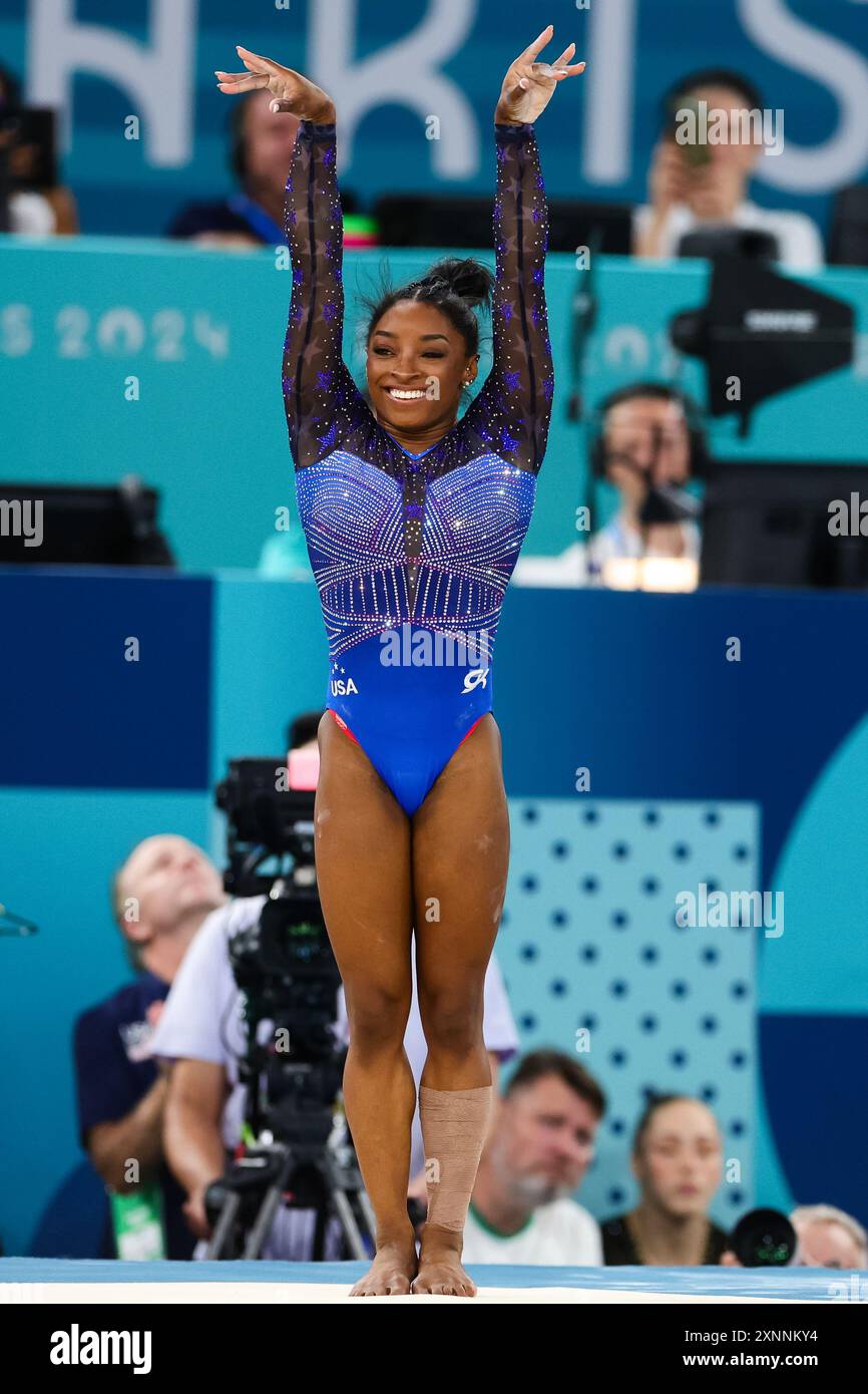 Paris, France, 1 August, 2024. Simone Biles of USA performing on the ...