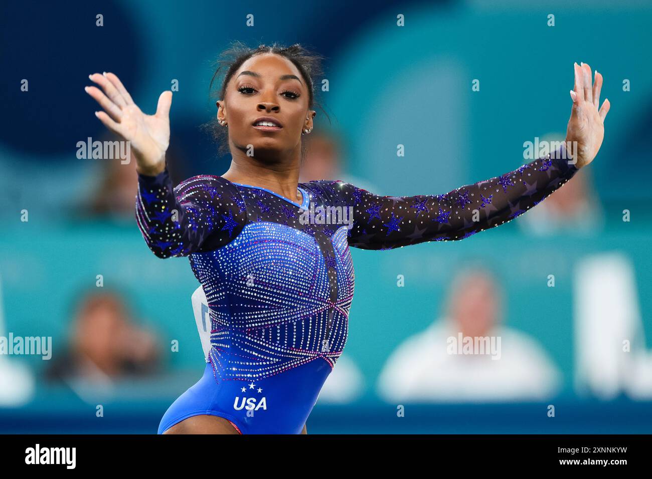 Paris, France, 1 August, 2024. Simone Biles of USA performing on the ...
