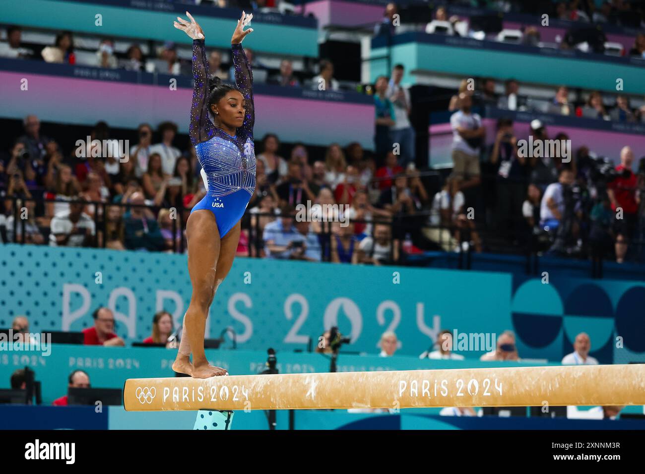 Paris, France, 1 August, 2024. Simone Biles of USA performing on the ...