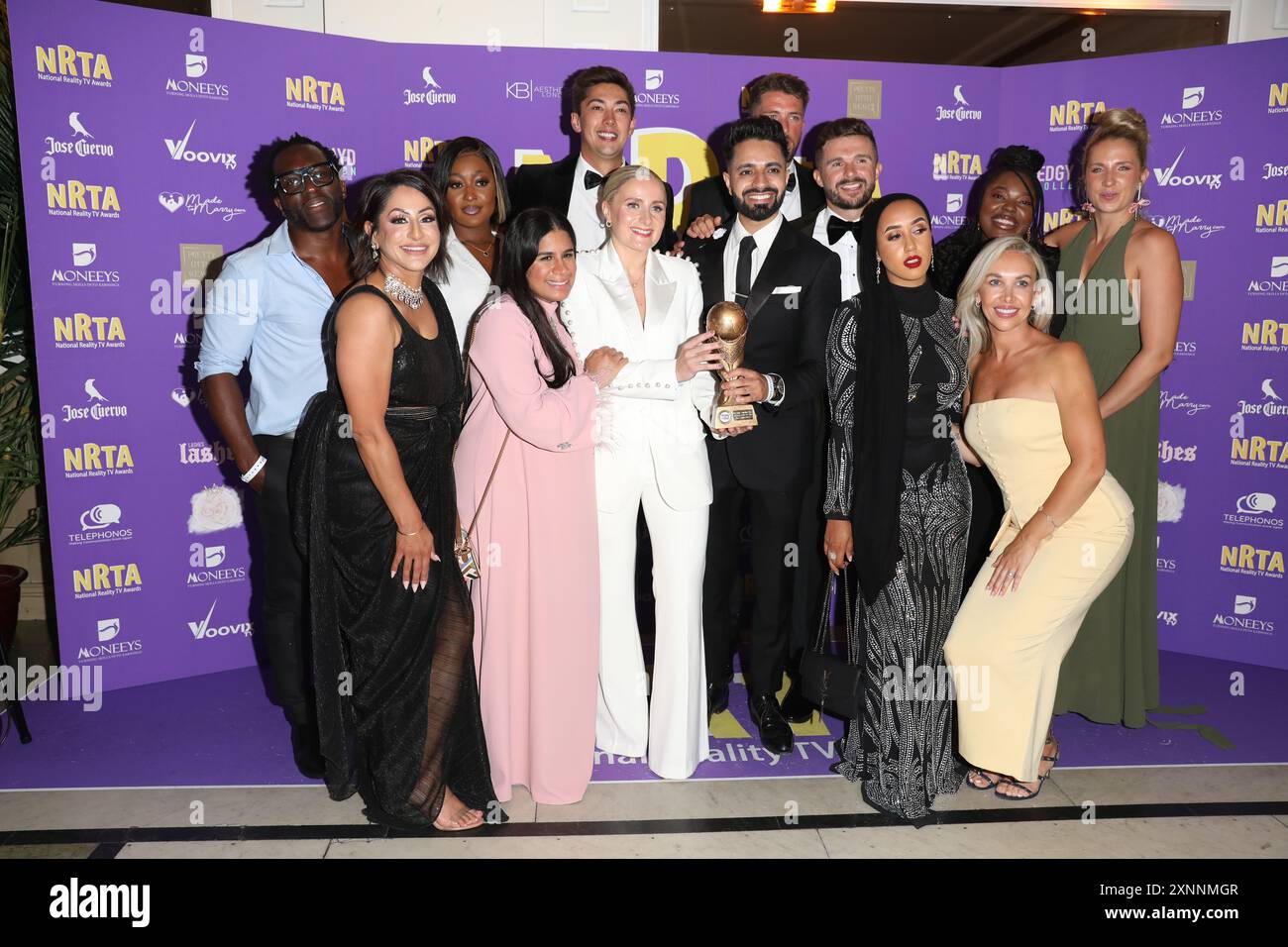 The Apprentice cast pose in the winners area at the National Reality TV Awards at Porchester ...