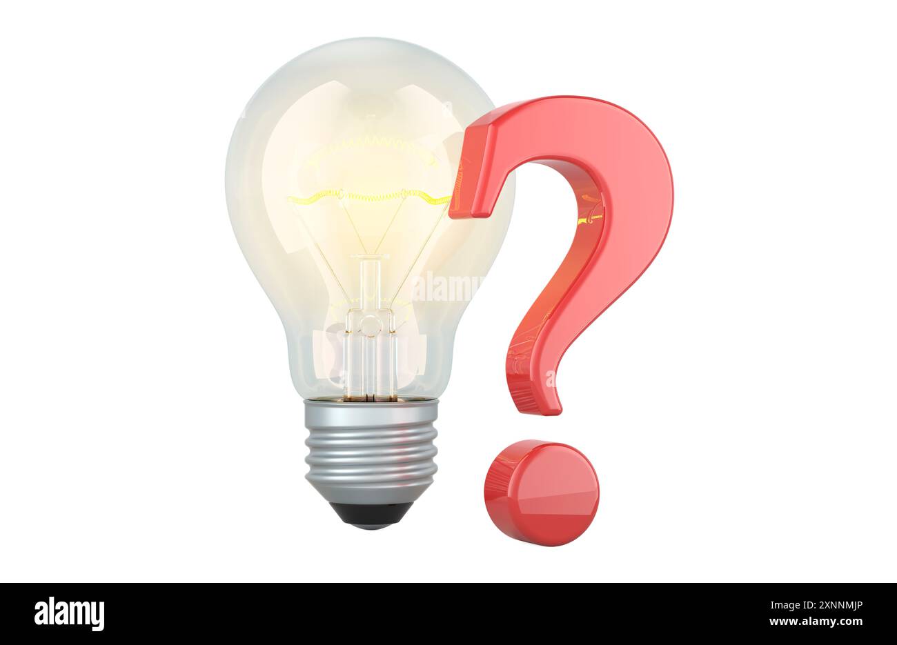 Question mark with light bulb. 3D rendering isolated on white background Stock Photo - Alamy
