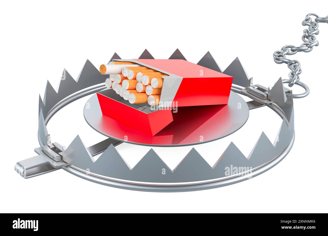 Nicotine dependence, tobacco addiction, concept. Cigarette pack inside ...