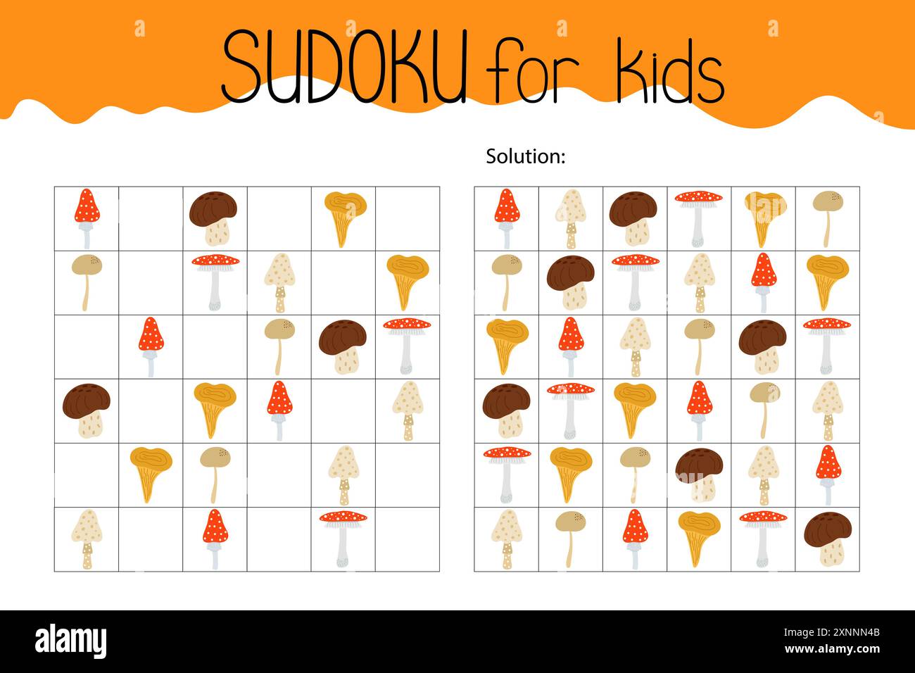 Mushroom sudoku educational game or leisure activity worksheet ...
