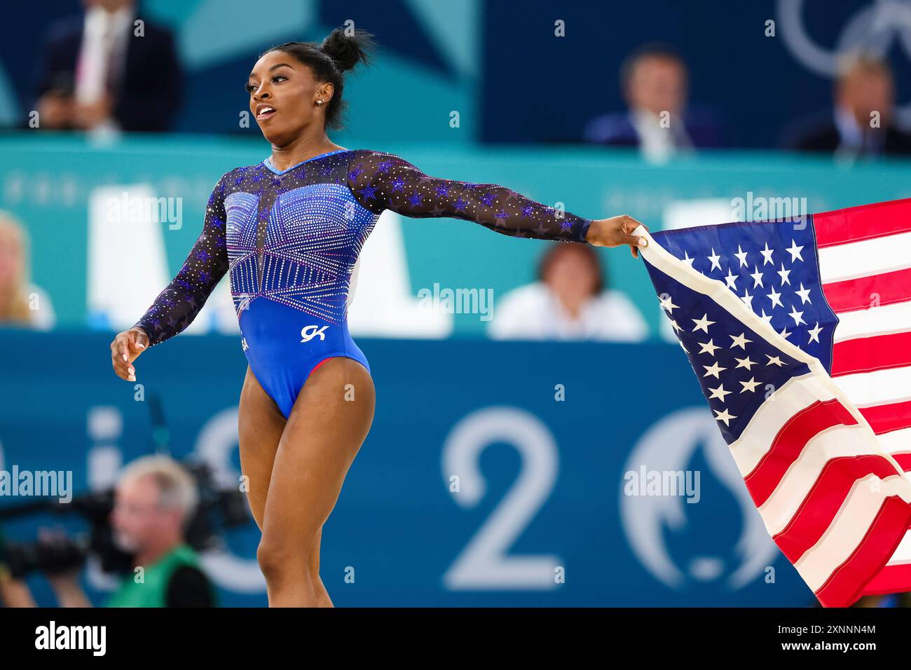 PARIS, FRANCE - AUGUST 01: Simone Biles of USA and celebrates with the ...