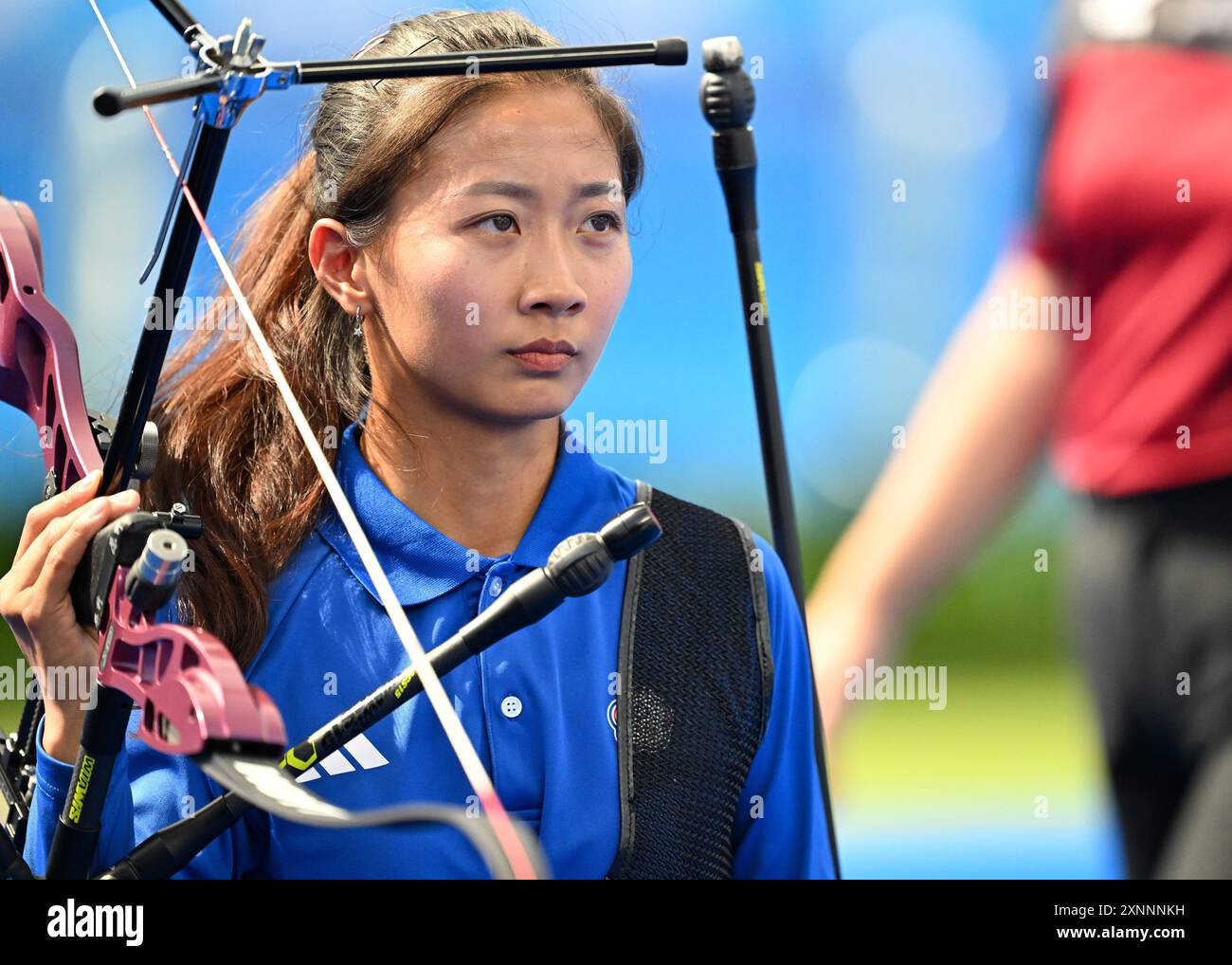 Paris, France. 1st Aug, 2024. Chiu Yi-Ching of Chinese Taipei reacts ...
