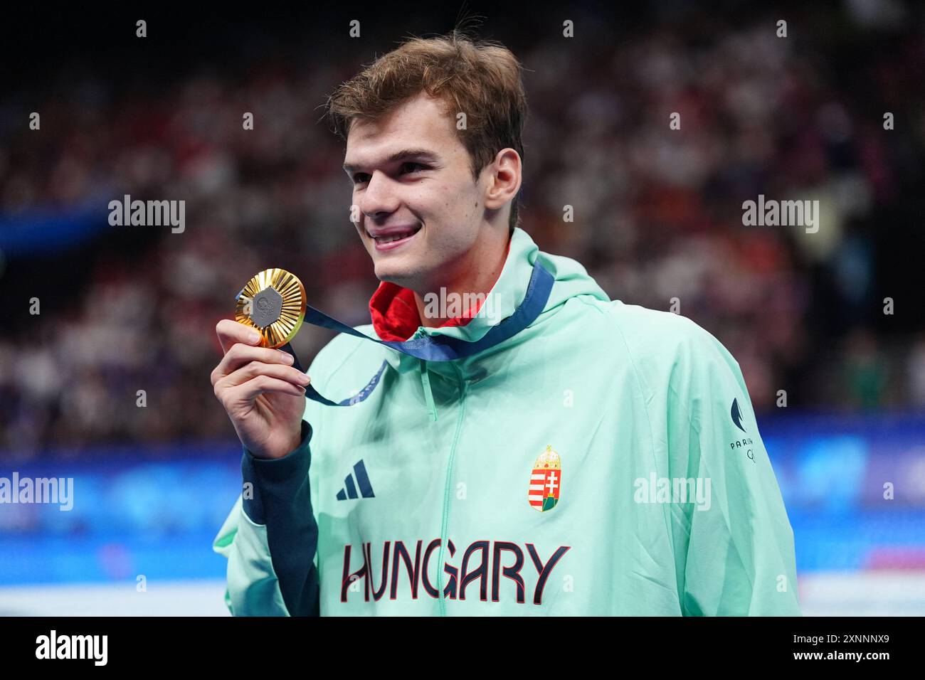 Paris, France. 01st Aug, 2024. Hubert Kos of Team Hungary celebrates ...