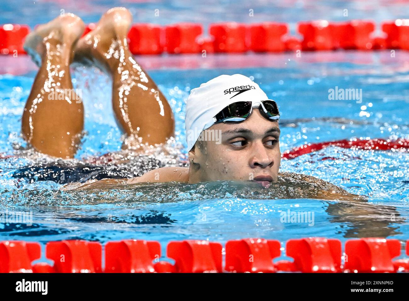Jordan Crooks of Cayman reacts after competing in the swimming 50m ...