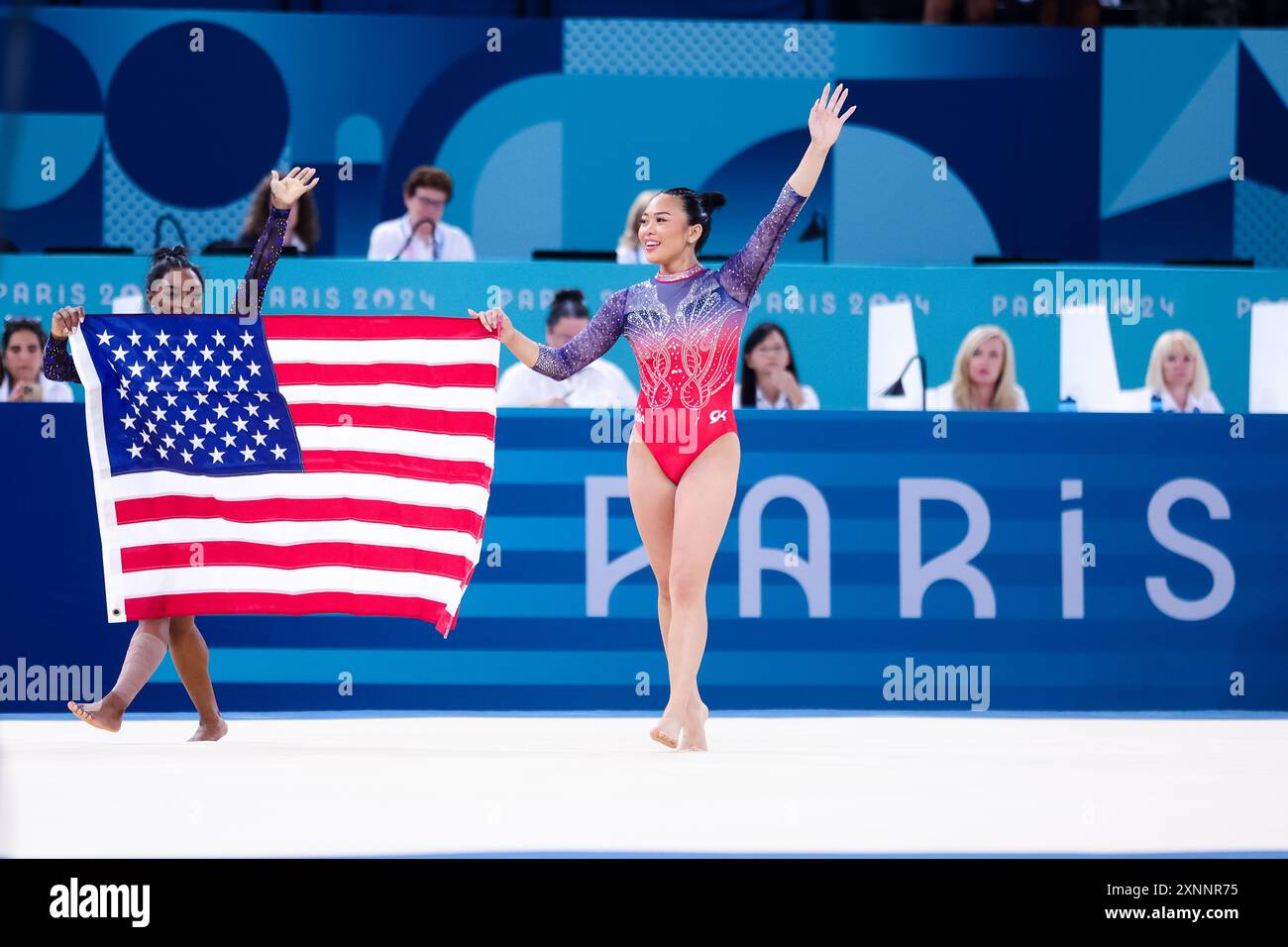 Paris, France, 1 August, 2024. Sunisa Lee of USA and Simone Biles of ...