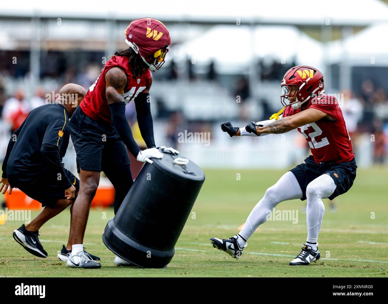 Washington Commanders safety Darrick Forrest (22) during drills at ...