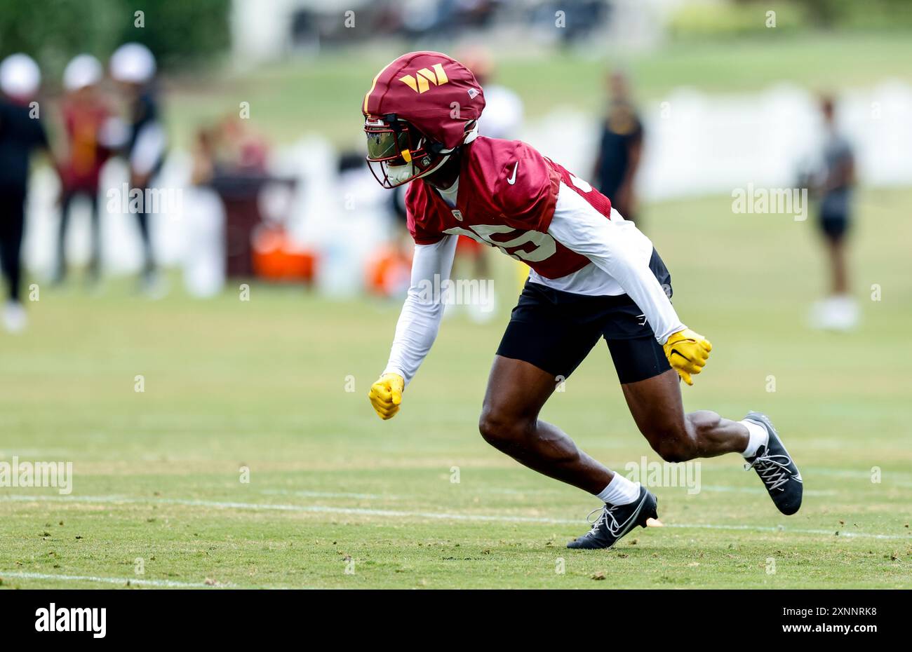 Washington Commanders safety Percy Butler (35) running drills during ...