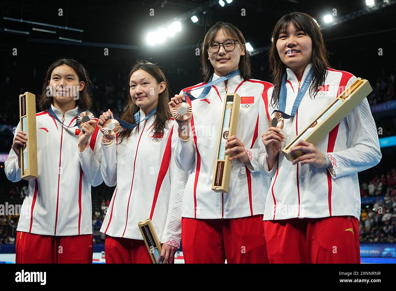 Paris, France. 01st Aug, 2024. Olympics, Paris 2024, 4 x 200 m freestyle, women, final, third ...