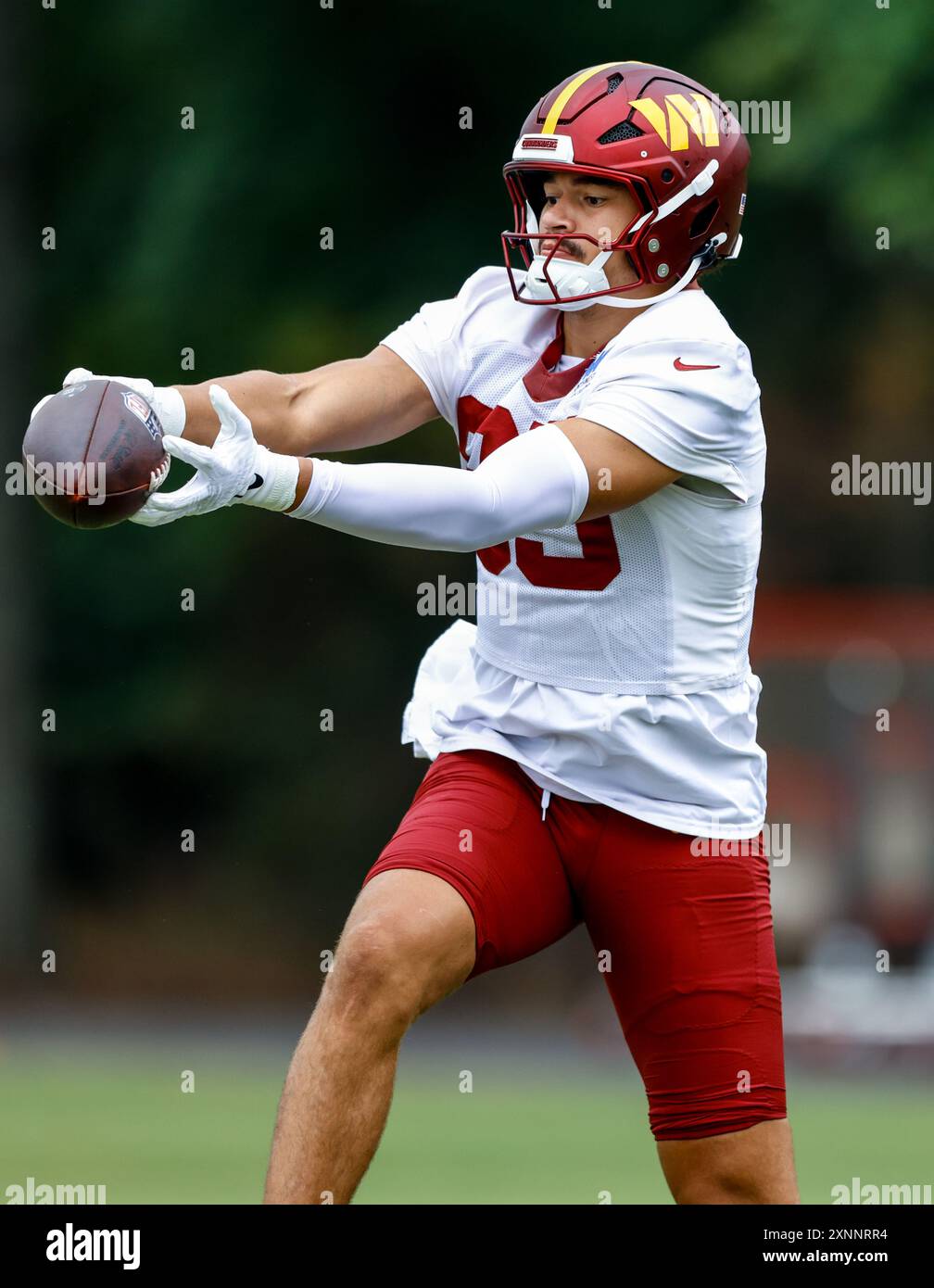 Washington Commanders tight end Cole Turner (85) during practice at the ...