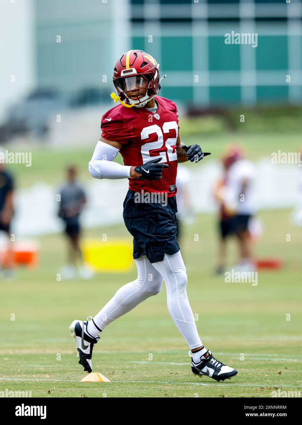 Washington Commanders safety Darrick Forrest (22) running drills during ...