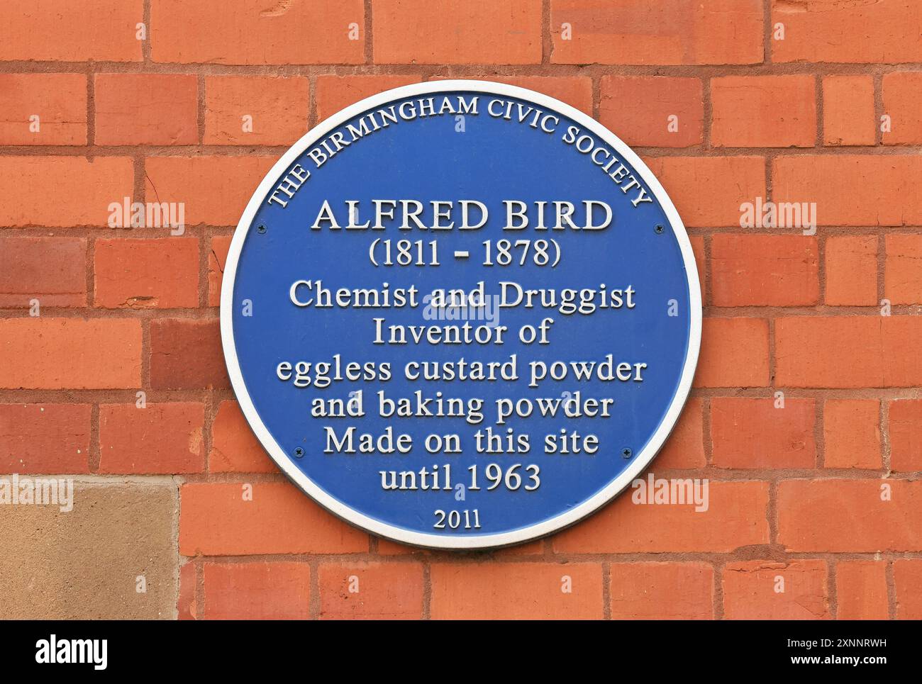 Blue plaque in Digbeth for Alfred Bird who invented custard powder ...