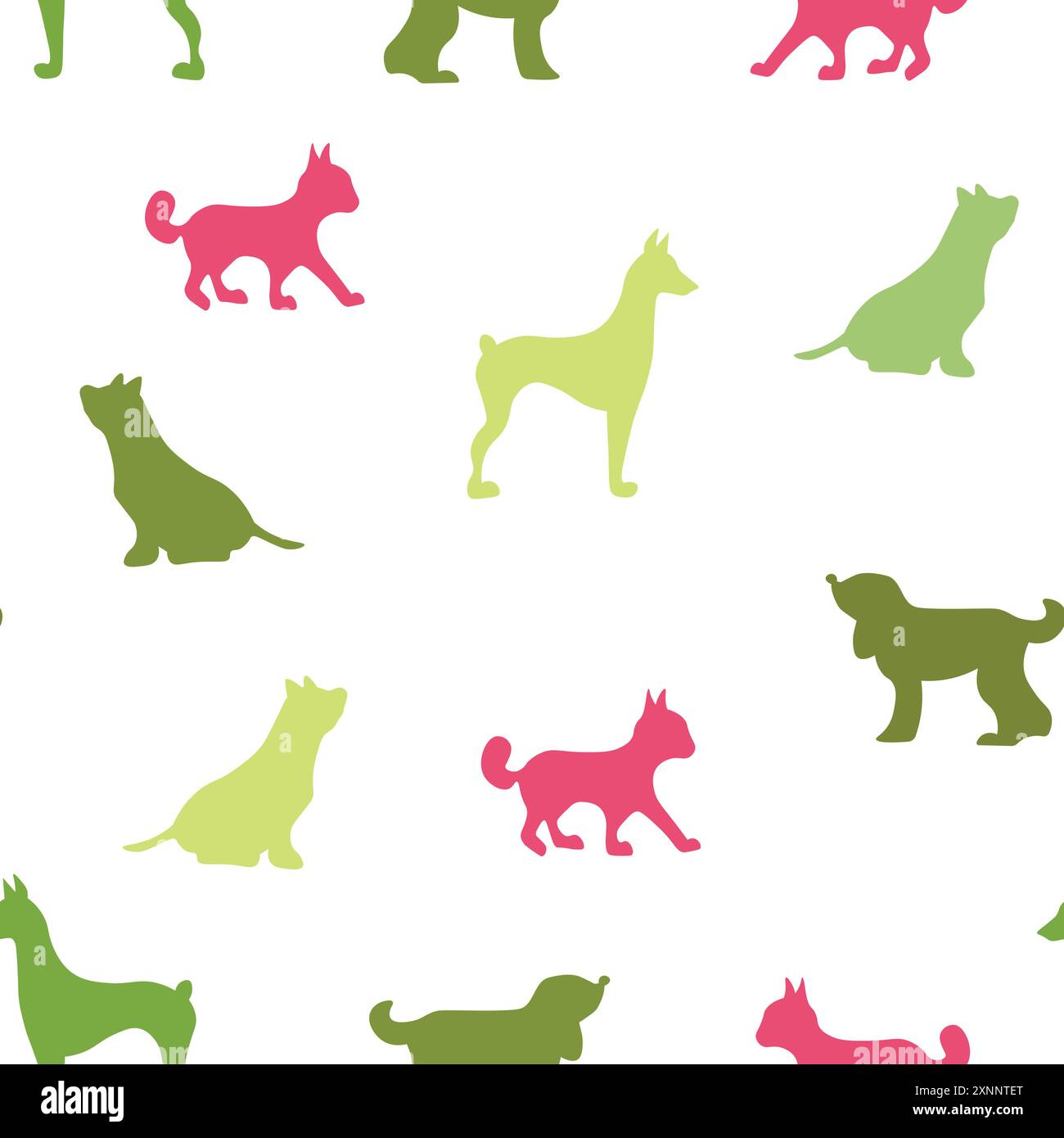 Vector seamless repeating childish pattern with cute dogs, cats in ...