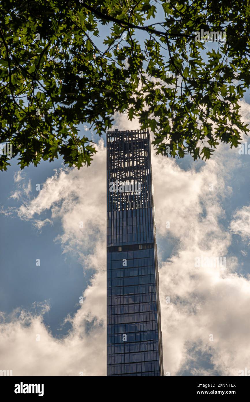 New York, NY, USA - August 2, 2023: Steinway Tower top seen from ...