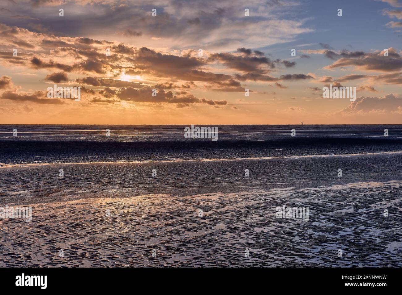 Formby sunset over the Irish sea Stock Photo - Alamy