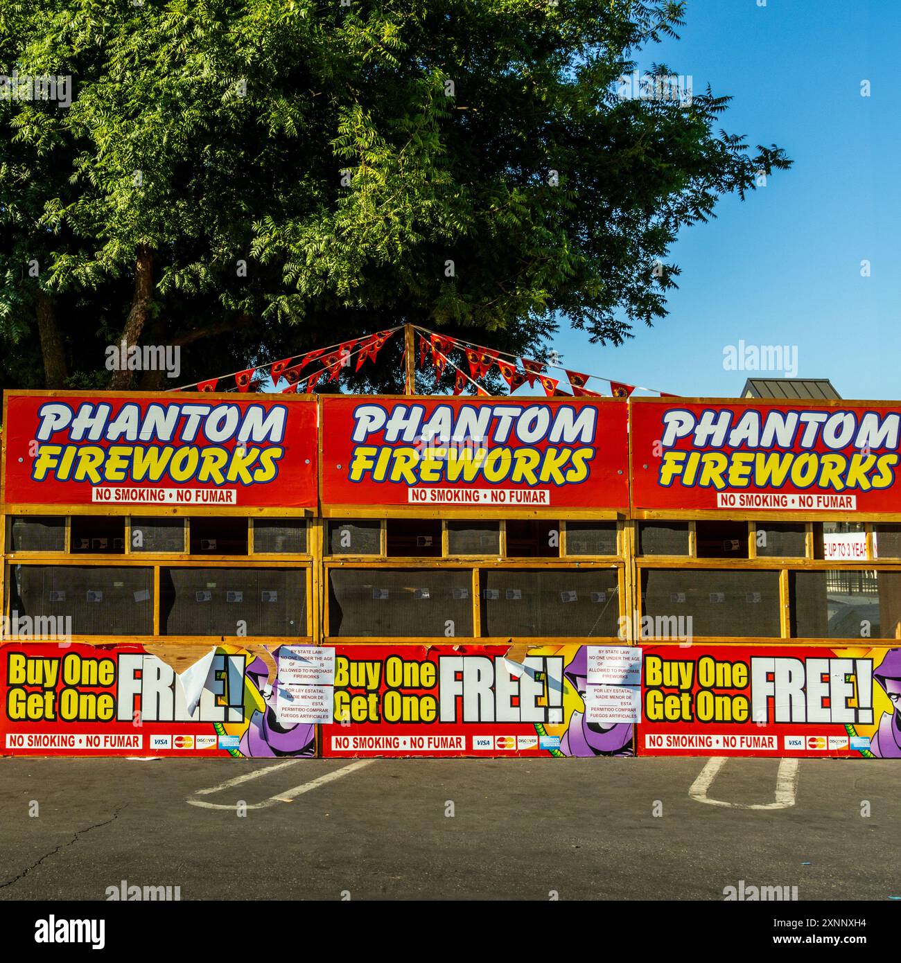 A legal fireworks stand in Modesto California USA for the Fourth of ...