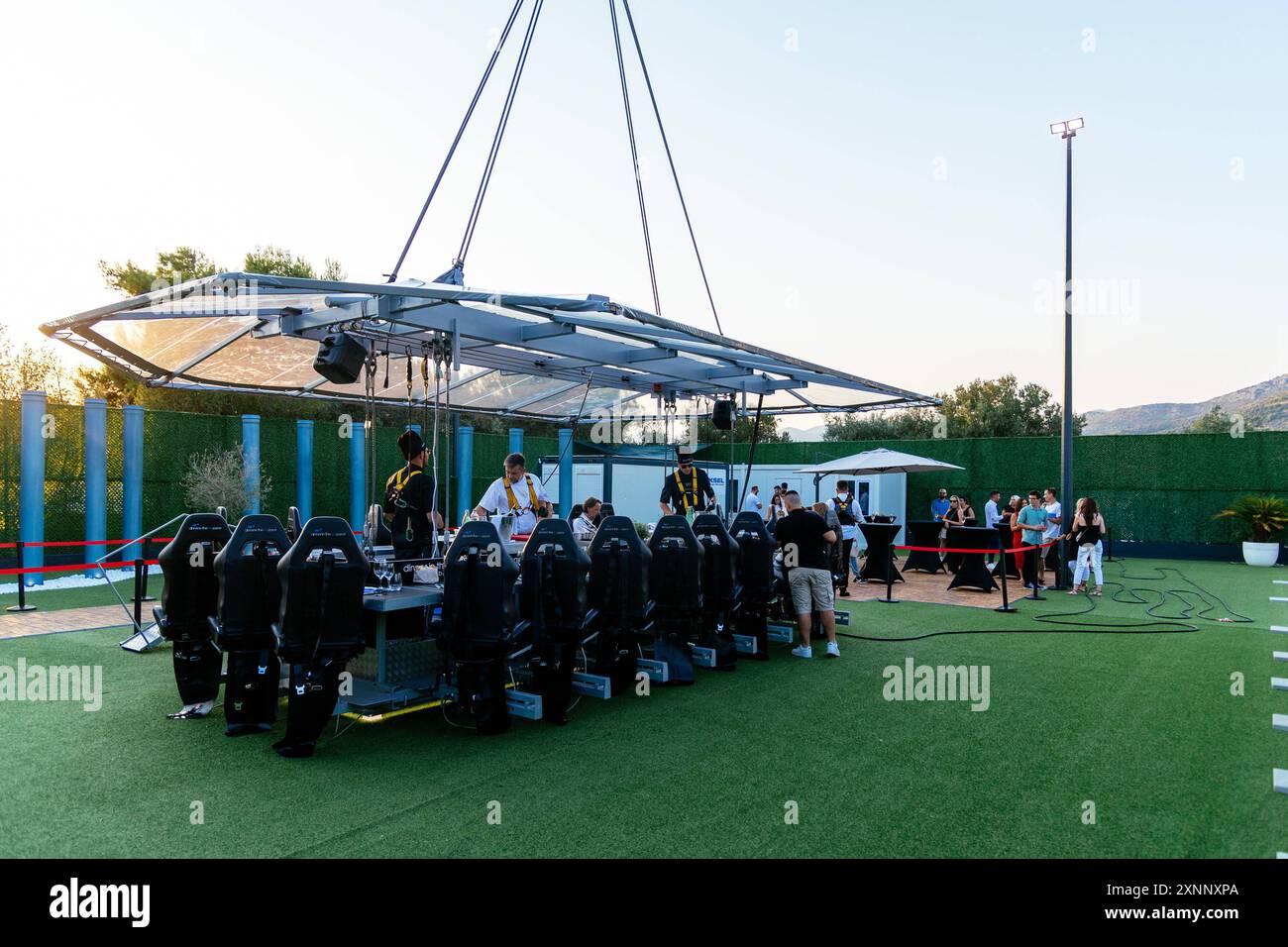 Croatia, Dubrovnik, 010824. Opening of the first restaurant at a height ...