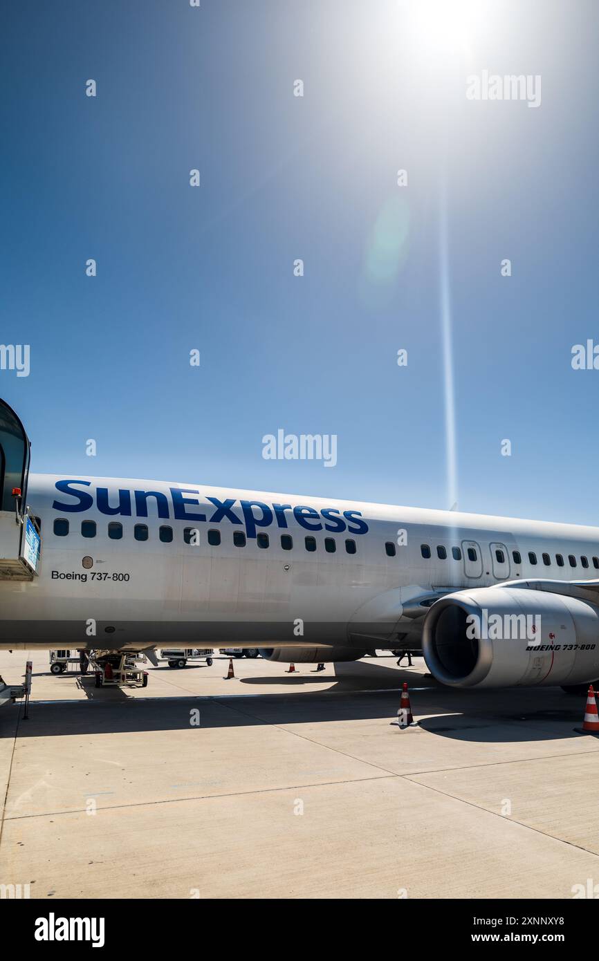 Izmir, Turkey - 07.01.2024: SunExpress Boeing 737 aircraft on runway in ...