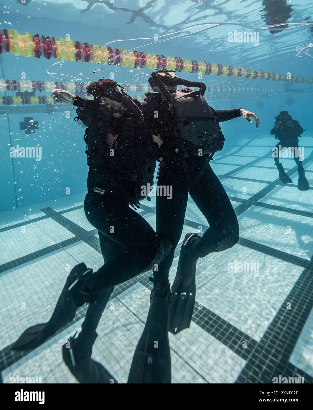 An Indonesian Navy’s Komando Pasukan Katak (KOPASKA) operator lifts his ...