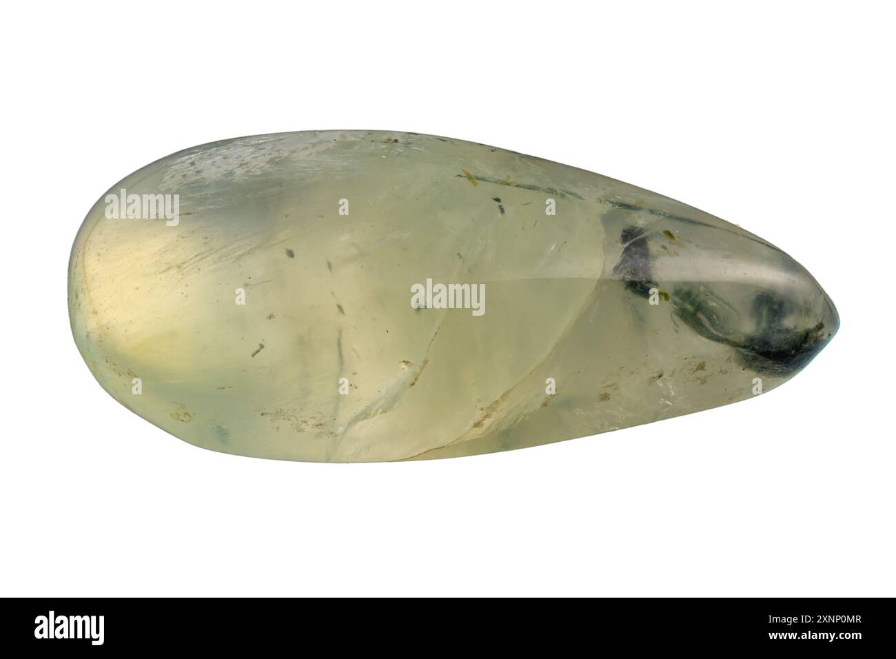 natural green prehnite gem on white background Stock Photo - Alamy