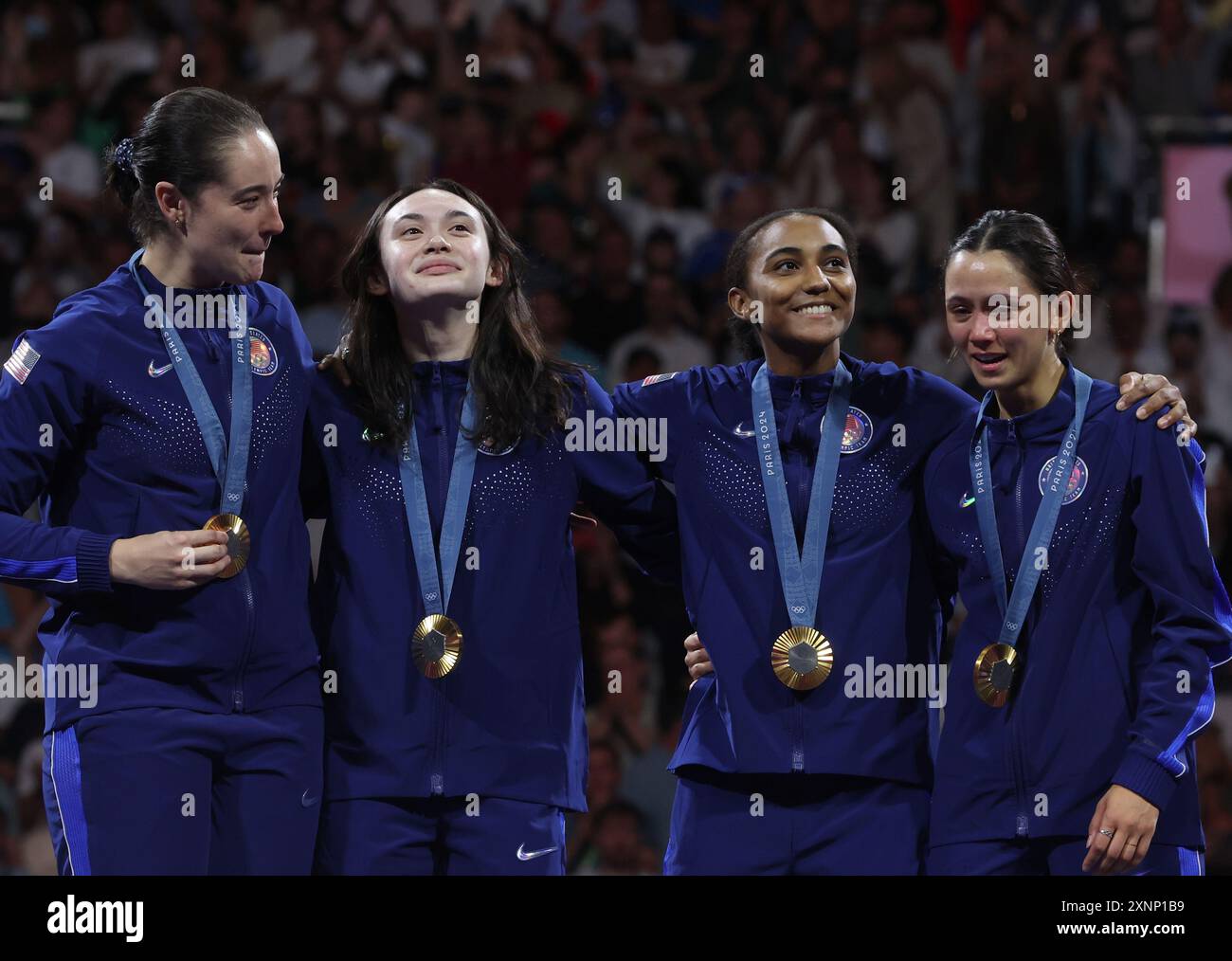 Paris, France. 01st Aug, 2024. The US female team, from L to R ...