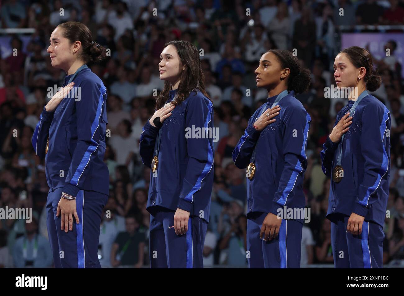 Paris, France. 01st Aug, 2024. The US female team, from L to R ...