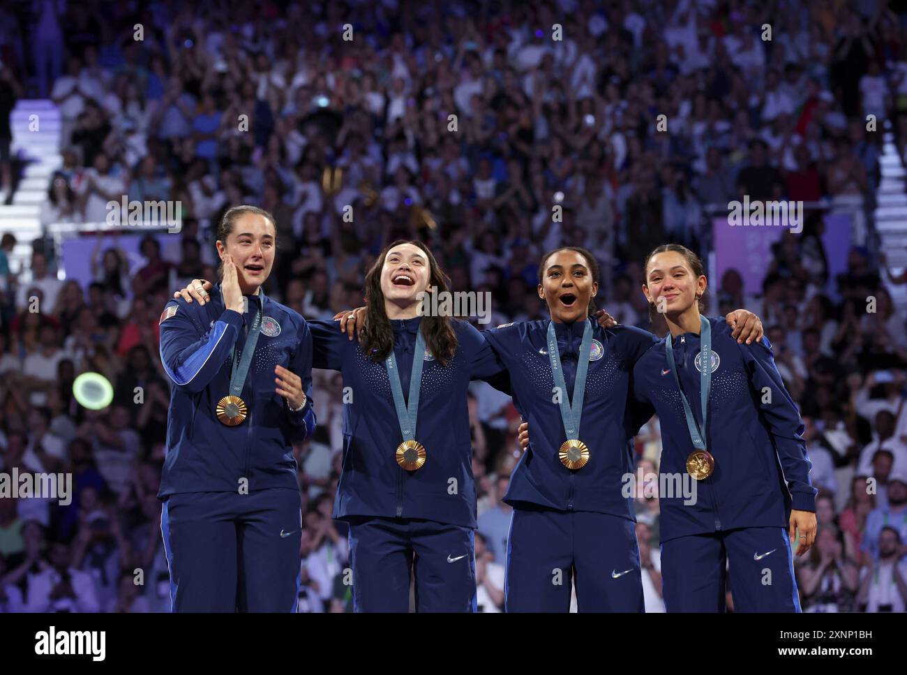 Paris, France. 01st Aug, 2024. The US female team, from L to R ...