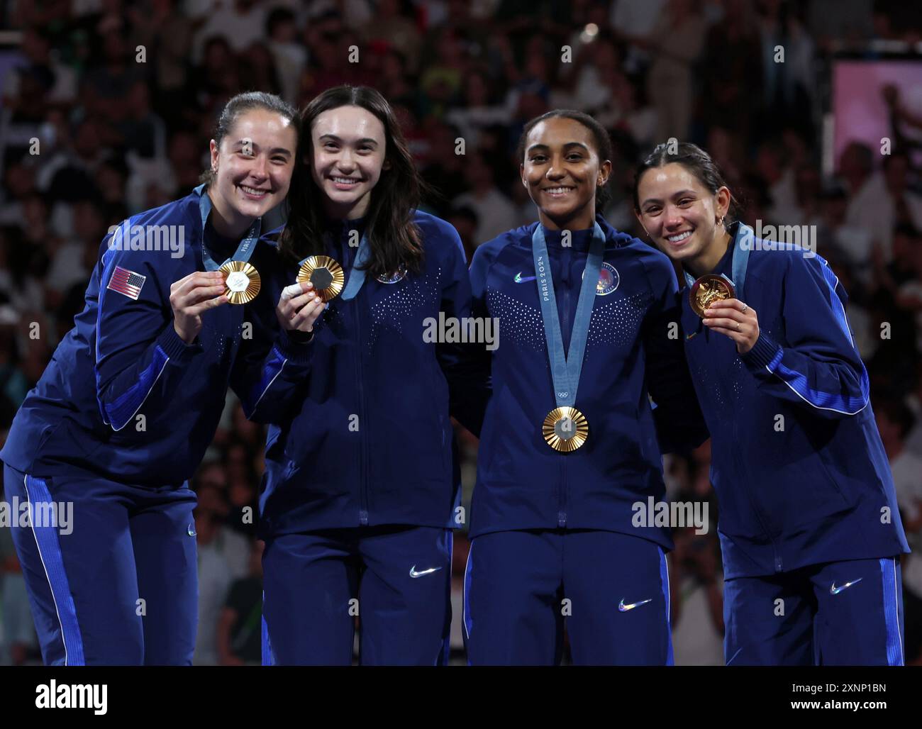Paris, France. 01st Aug, 2024. The US female team, from L to R ...
