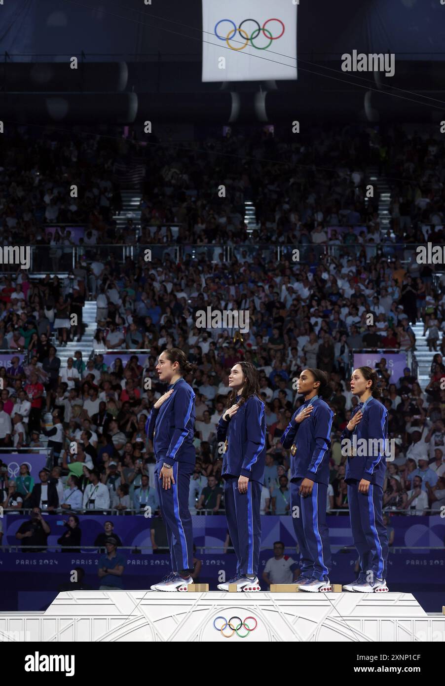 Paris, France. 01st Aug, 2024. The US female team, from L to R ...