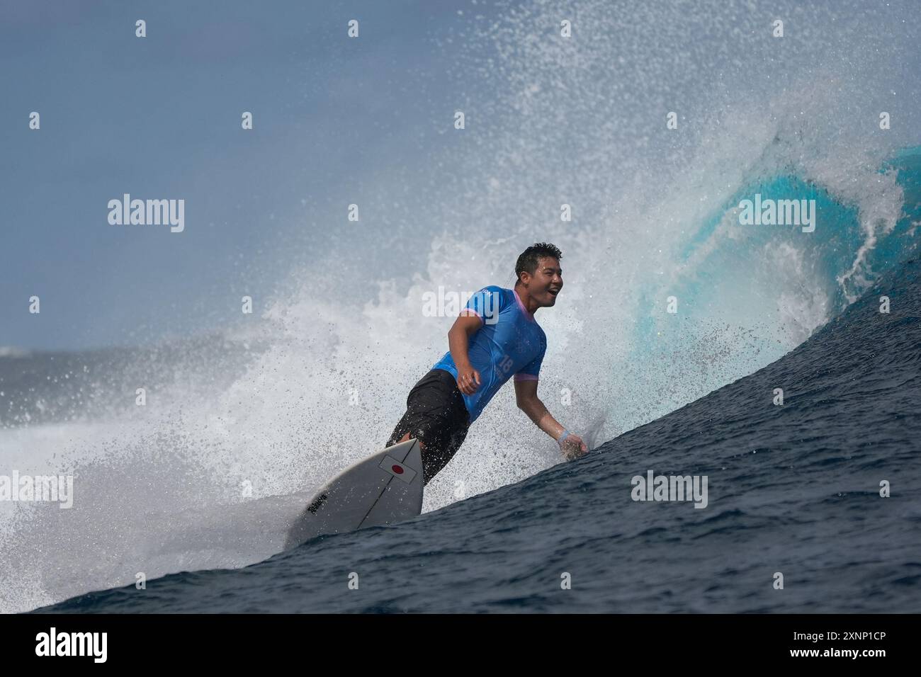 Reo Inaba, of Japan, surfs during the quarterfinals round of the 2024 ...