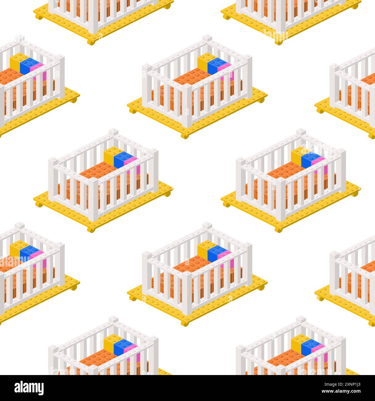 Pattern of cradles in isometry. Vector illustration Stock Vector Image ...