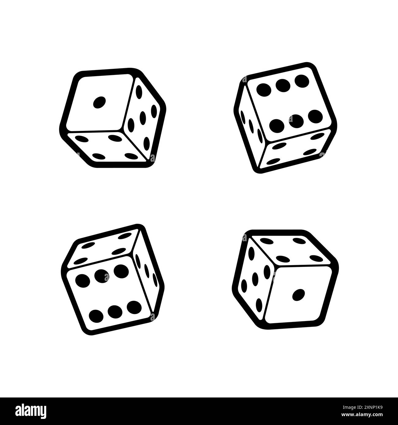 Dice in linear style isolated on white background. Vector illustration ...