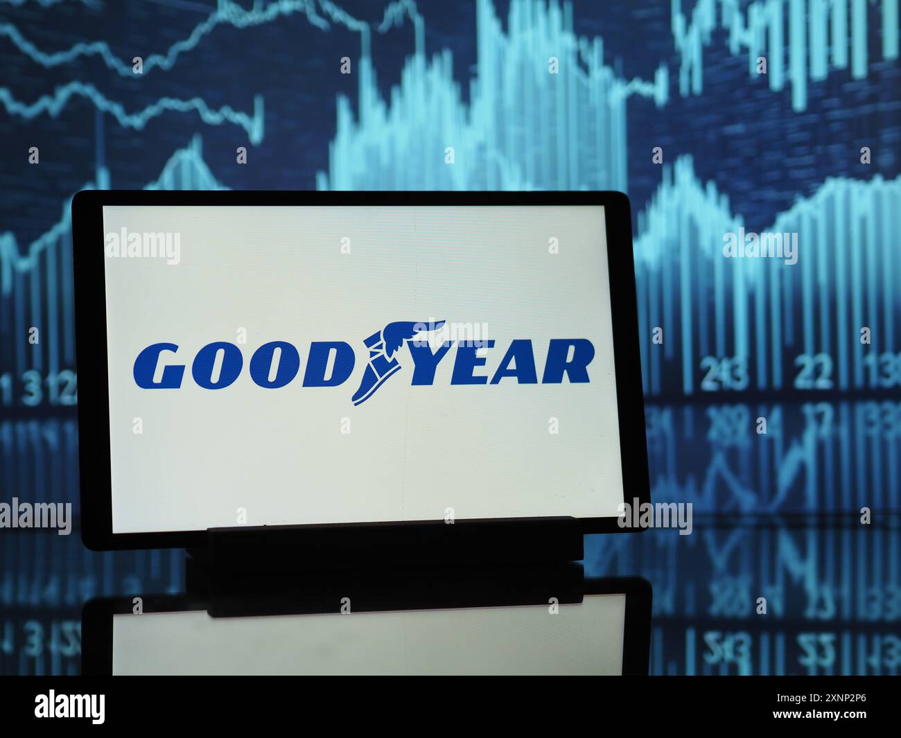 In this photo illustration, Goodyear Tire and Rubber Company logo seen ...