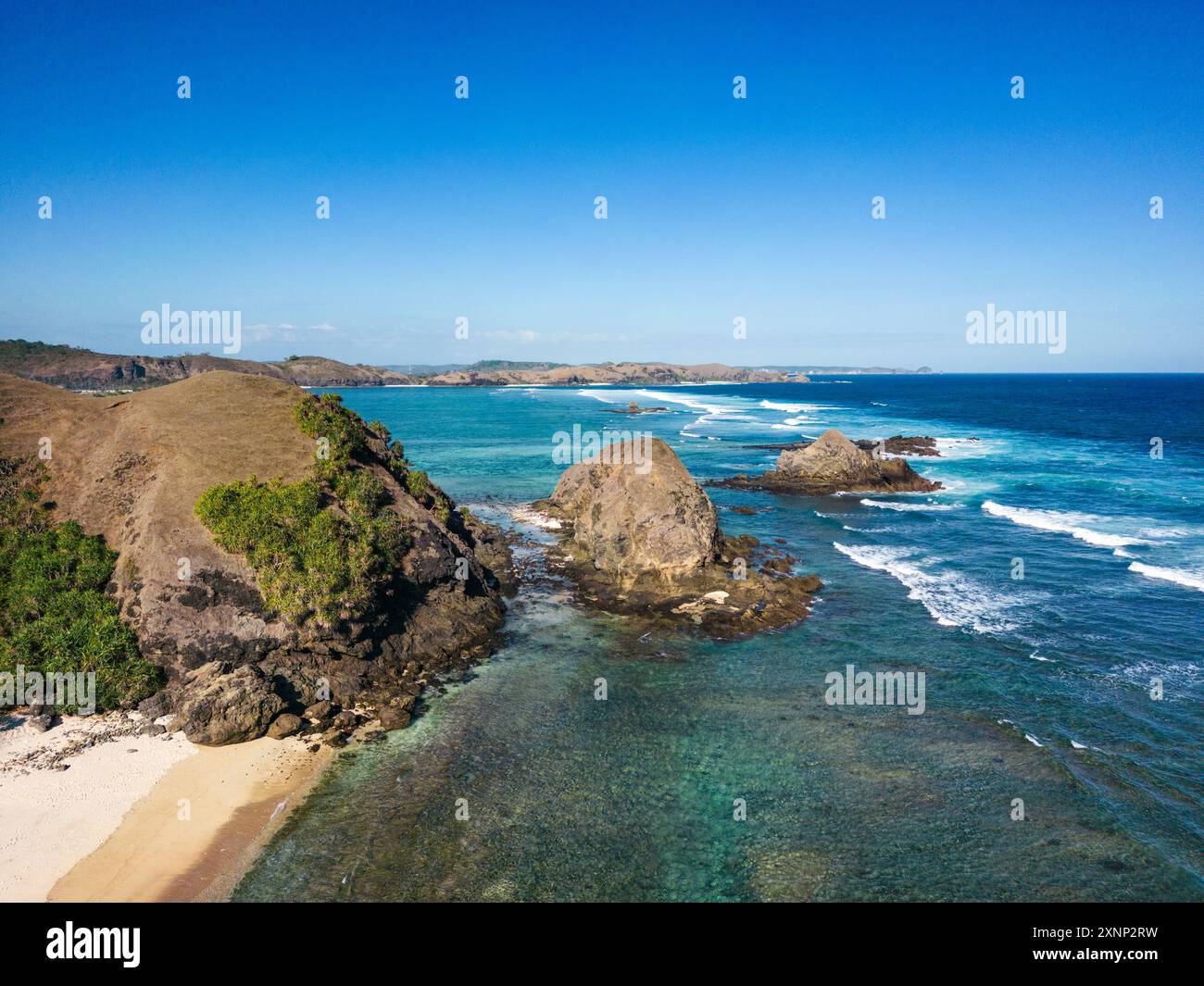 Lombok, Indonesia, Beach ocean view landscape. Lombok is an island in ...