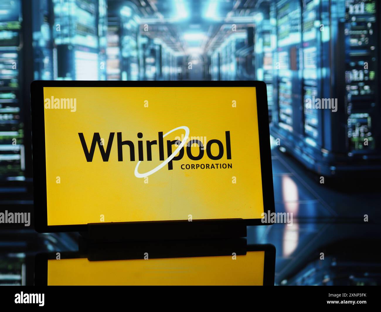 In this photo illustration, Whirlpool Corporation logo seen displayed ...