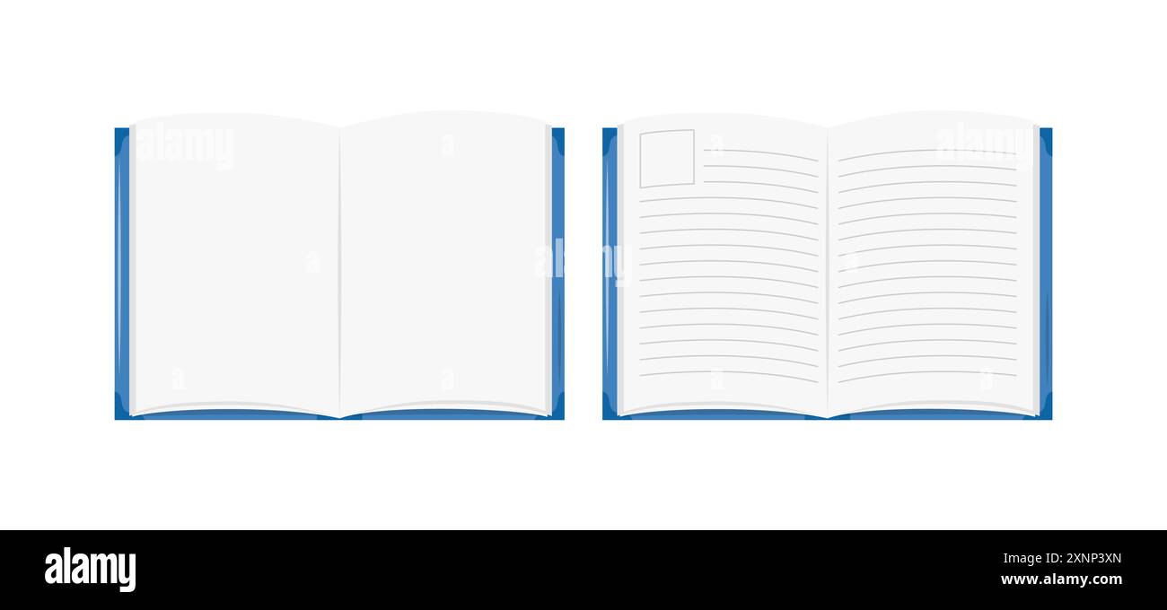 Blank open book, diary, planner isolated. Vector flat illustration of ...