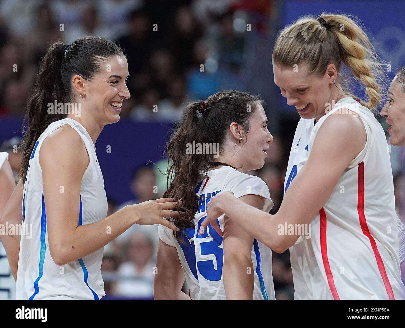 Paris, France. 1st Aug, 2024. Team France celebrate scoring during the ...