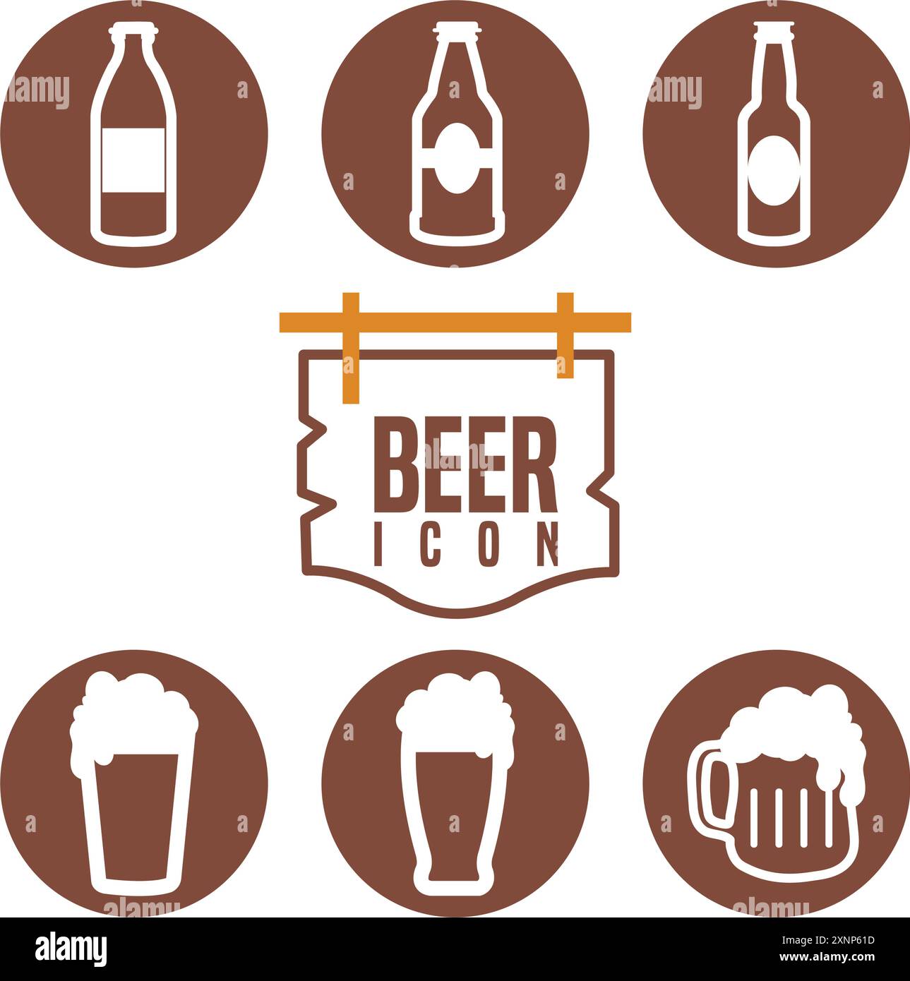 Set of beer icon sticker Alcoholic beverage Vector Stock Vector Image ...